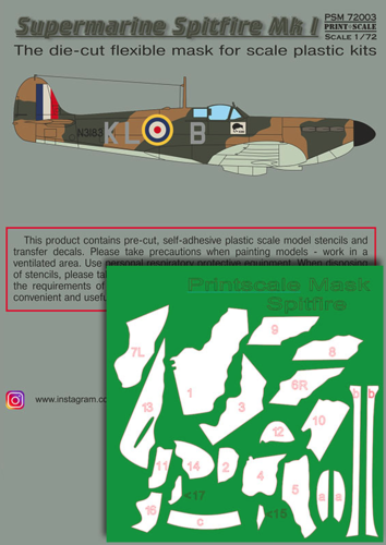 Print Scale PSM72003 Supermarine Spitfire Mk.1
