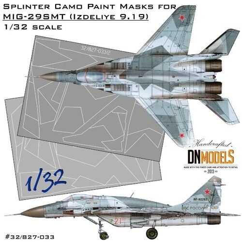 DN Models 32-827-033 Splinter Camouflage Paint Masks For MiG-29SMT (9-19)