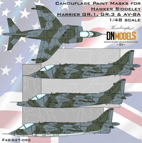 DN Models 48-827-092 Hawker Siddeley Harrier GR.1/3 And AV-8A Camouflage Paint Mask Set