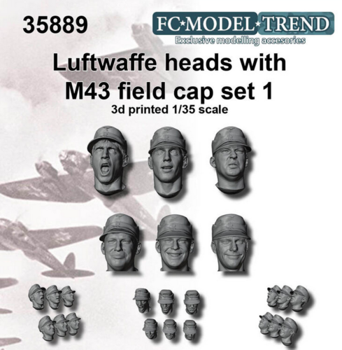 FC ModelTrend 35889 Luftwaffe M43 beret heads, set 1