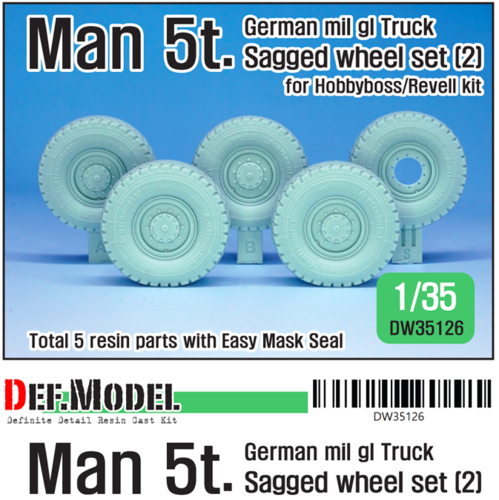 DEF Model DW35126 German Man 5t. mil gl Truck Sagged wheel set 2 Continetal HCS