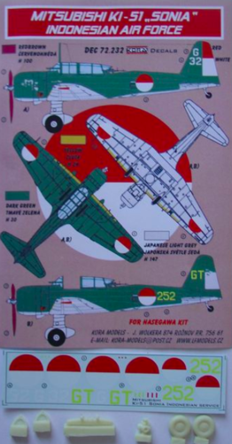Kora Models Dec72232 Mitsubishi Ki-51 Sonia/ Guntei Indonesian