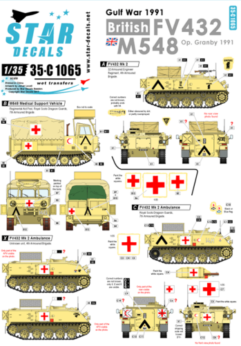 Star-Decals 35-C1065 British FV432 and M548. Desert Storm (Op. Granby) 1991.