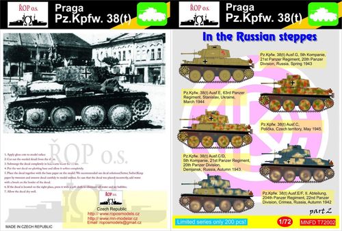 Ropos Models MNFDT72002 Praga Pz.Kpfw. 38(t) - In the Russian steppes
