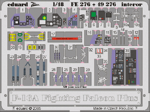 Eduard 49276 F-16A Plus interior HASEGAWA
