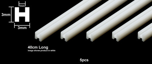 Tamiya 70206 Plastic Beams 3mm H-Shaped - Clear, 5pcs