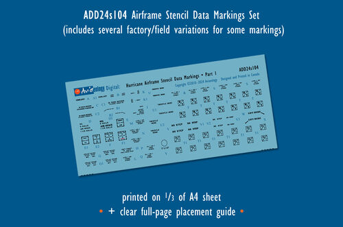 Aviaeology ADD24S104 Hawker Hurricane - Airframe Stencil / Data Marking (Part 1)
