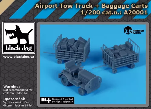 Black Dog A20001 Airport tow truck + baggage carts