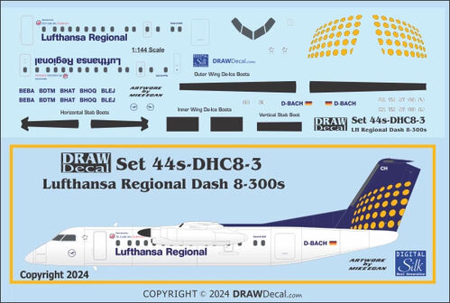 Draw Decal 44-DHC8-03 Dash 8-300 - Lufthansa Regional