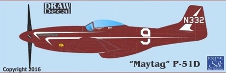 Draw Decal 48-P51-02 North American P-51 D - "Maytag" Mustang Racer (Reno 1965)