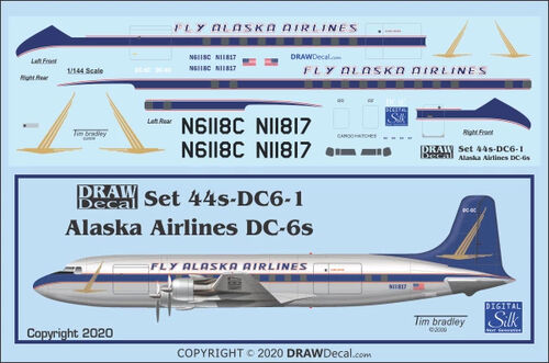 Draw Decal 44-DC6-01 Douglas DC-6 - Alaska Airlines