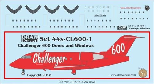 Draw Decal 44-CL600-01 Bombardier Challenger 600 - Doors and Windows