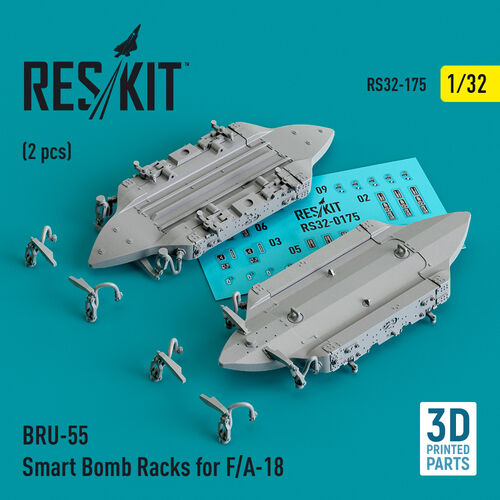 RES/KIT 32-0175 BRU-55 Smart Bomb Racks For F/A-18 (2pcs) (3D Printed)