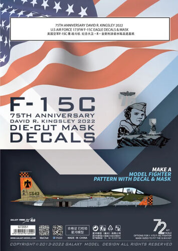 Galaxy-Model G72051 F-15 C Eagle - Decals & Masks - 75th Anniversary David R. Kingsley 2022 USAF 173FW (for GWH L7205)