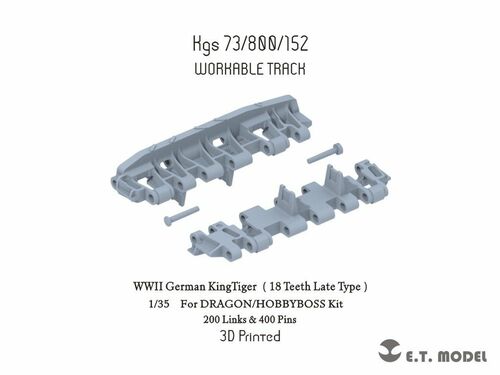ET Model P35-069 German King Tiger - Single Workable Track 18 Teeth Late Type (for Dragon / Hobby Boss kits)