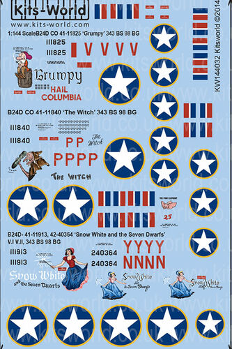 Kits World 144032 Consolidated B-24 D Liberator Decal Sheet (Kit III)