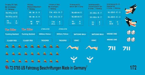 Peddinghaus-Decals 0785 US Army Bumper Codes and Cartoons