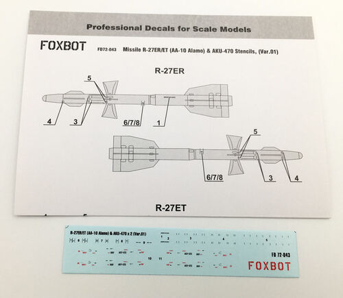 FOXBOT 72-043 Soviet Missile R-27ER/ET (AA-10 Alamo) & AKU-470 Stencils (Var.1)