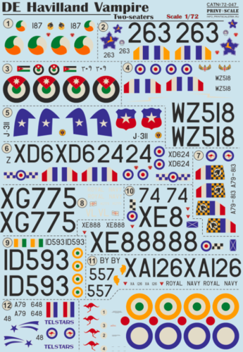 Print Scale 72-047 DE Havilland Vampire. Two seaters