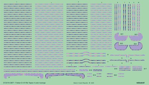 Eduard D72019 Fokker D.VII rib tapes 4color lozenge EDUARD