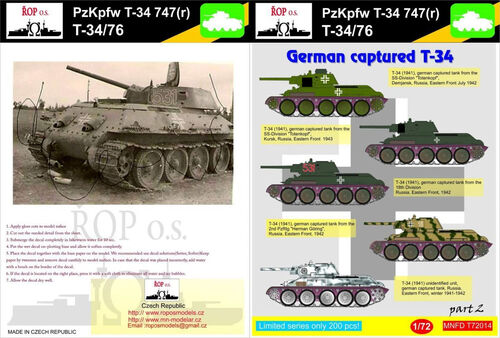 Ropos Models MNFDT72014 PzKpfw T-34 747(r) T34/76 - German captured T-34