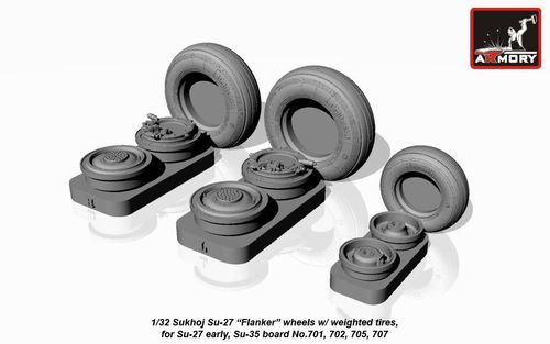 Armory Models Group AW32004b Sukhoj Su-27 Flanker early wheels w/ weighted tires