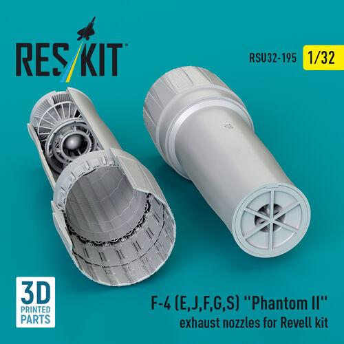 RES/KIT U32-0195 F-4 (E, J, F, G, S) 'Phantom II' Exhaust Nozzles For Revell Kit (3D Printed)