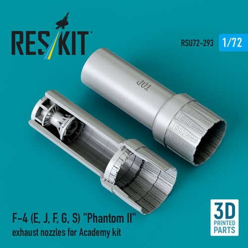 RES/KIT U72-0293 F-4 (E, J, F, G, S) 'Phantom II' Exhaust Nozzles For Academy Kit (3D Printed)