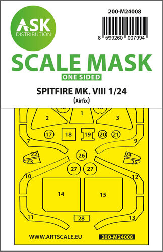 Art Scale Kit M24008 Spitfire Mk.VIII One-Sided Express Fit Masks For Airfix