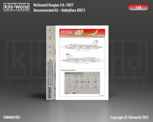 Kits World M481052 Boeing F/A-18 E/F Super Hornet - Wheels and Canopy Frame Paint Mask (for Hobby Boss 85813 Kit)