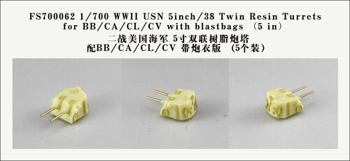 Five Star Model 700063 US Navy WWII 5inch/38 Twin Resin Turrets for BB/CA/CL/CV with blastbags (5 set)