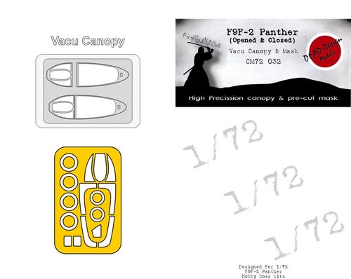 DEAD Design Models CM72032 F9F-2 Panther (Opened And Closed) Vacu Canopy And Mask (For Hasegawa Kits)