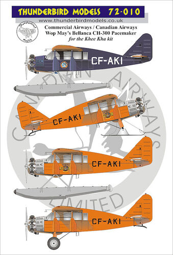 Thunderbird Models 72010 Bellanca CH-300 Pacemaker - Wilfred 'Wop' May's (for Dora Wings and Khee Kha kits)