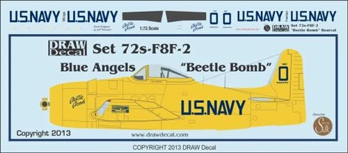 Draw Decal 72-F8F-02 Grumman F8F Bearcat - Blue Angels "Beetle Bomb"