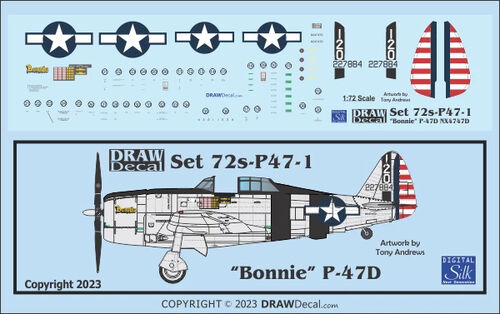 Draw Decal 72-P47-01 Republic P-47 D - “Bonnie” (N4747D)
