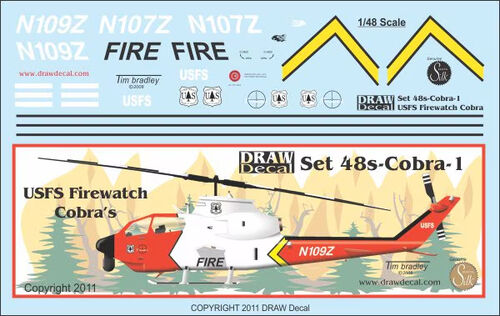 Draw Decal 48-COBRA-01 Bell AH-1 Cobra - USFS Firewatch