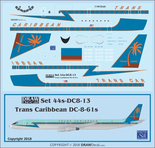 Draw Decal 44-DC8-13 Douglas DC-8-61CF - Trans Caribbean
