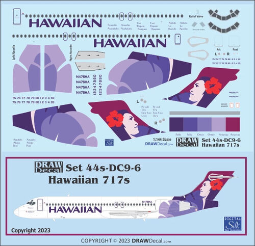 Draw Decal 44-DC9-06 Boeing 717 - Hawaiian Airlines