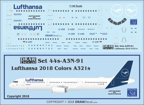 Draw Decal 44-A3N-91 Airbus A321 - Lufthansa (2018 Scheme)