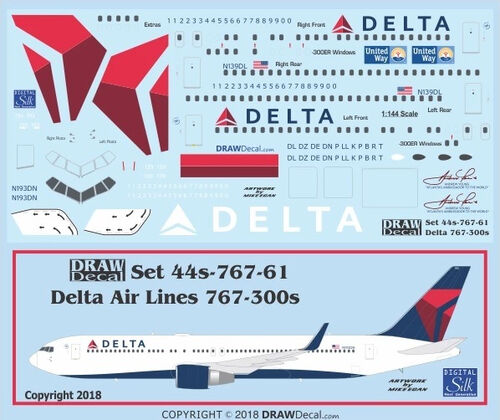 Draw Decal 44-767-61 Boeing 767-300 - Delta Air Lines Current Colors