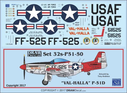 Draw Decal 32-P51-50 North American P-51 D - "Val-Halla" Gathering of Mustangs 1999