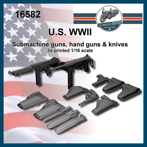 FC ModelTrend 16582 U.S. WWII Submachine Guns, Hand Guns And Knives