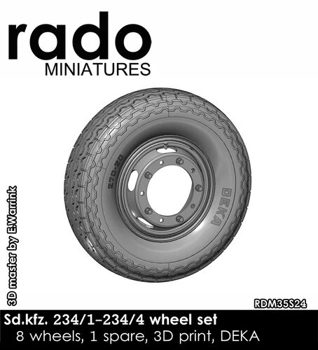 Rado Miniatures 35S24 Sd.Kfz. 234/1-234/4 Wheel Set, (8 Wheels, 1 Spare, DEKA)