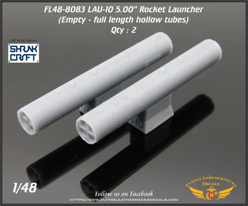Flying Leathernecks 48-8083 LAU-10 5.00' Rocket Launcher Empty - full length hollow tubes - 3D-Printed (2 pcs)