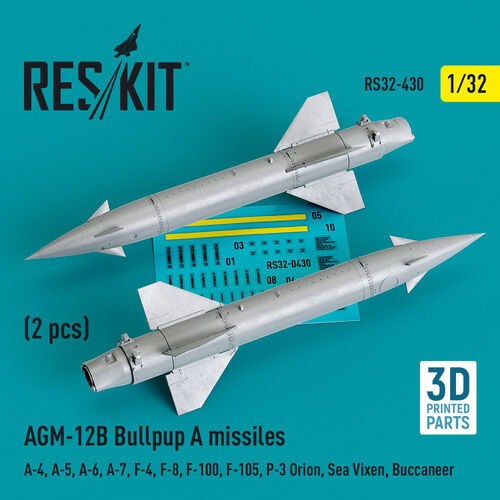 RES/KIT 32-0430 AGM-12B Bullpup A Missiles (2 pcs) (A-4, A-5, A-6, A-7, F-4, F-8, F-100, F-105, P-3 Orion, Sea Vixen, Buccaneer)
