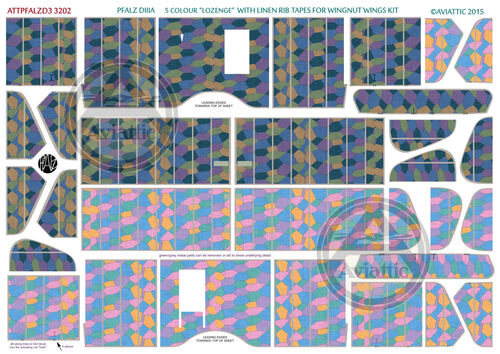 Aviattic ATT32134 Pfalz DIIIa - 5 colour "lozenge" with linen rib tapes (for Wingnut Wings kits)