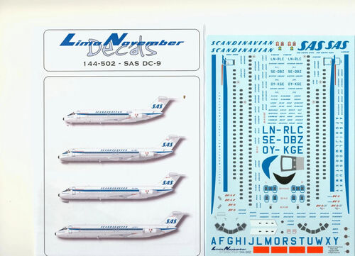 Lima November Decals 144-502 Douglas DC-9-21 / -32 / -33 / -41 - SAS Scandinavian Airline System Decals