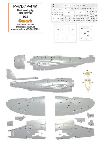Omask 17004 Republic P-47 D / M - Mask for Panels (for Tamiya kits)