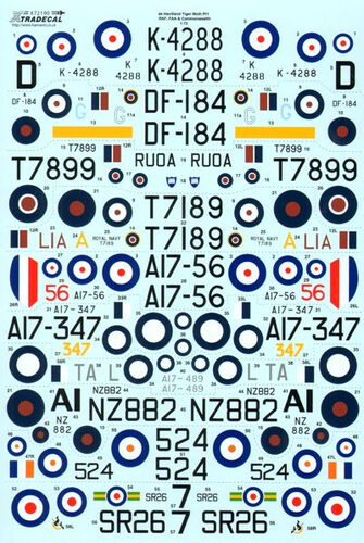 Xtradecal 72190 de Havilland DH.82A Tiger Moth (10 schemes)