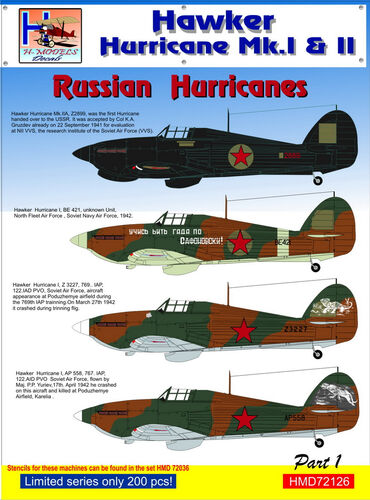 H-Model Decals D72126 Soviet Hawker Hurricanes Mk.I / Mk.IIa (Part 1)